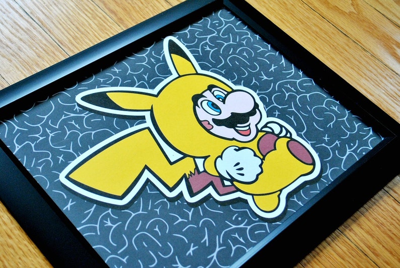 Pika Mario pikachu, Super Mario, and Pokemon Inspired Art - Etsy