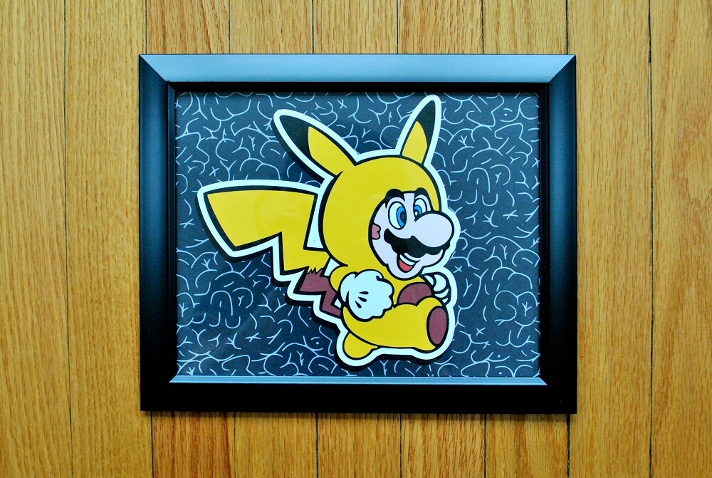 Pika Mario pikachu Super Mario and Pokemon Inspired Art - Etsy