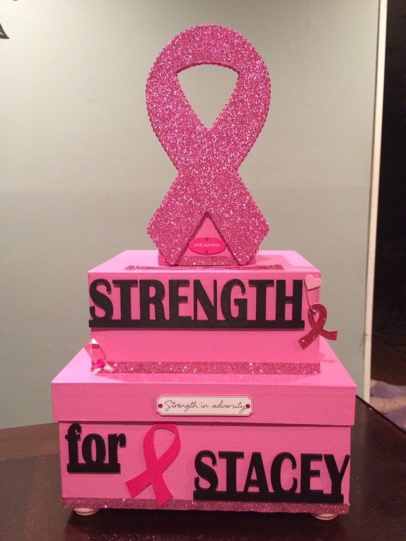 Breast cancer fundraiser donation box | Etsy