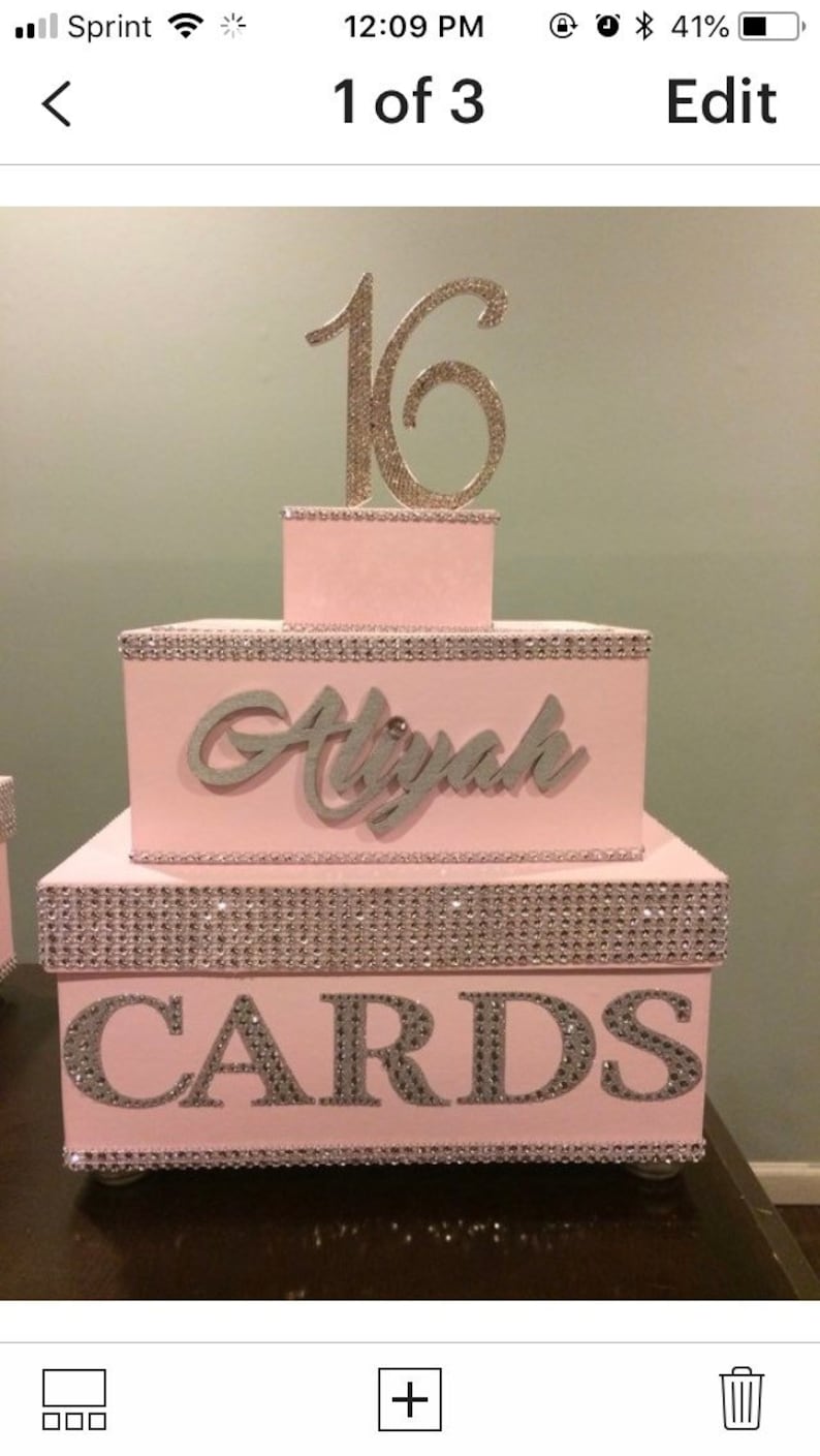 Light Pink Sweet 16 Card Box | Etsy