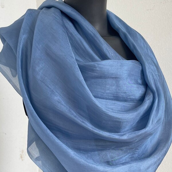 Blue Silk Scarf - Etsy