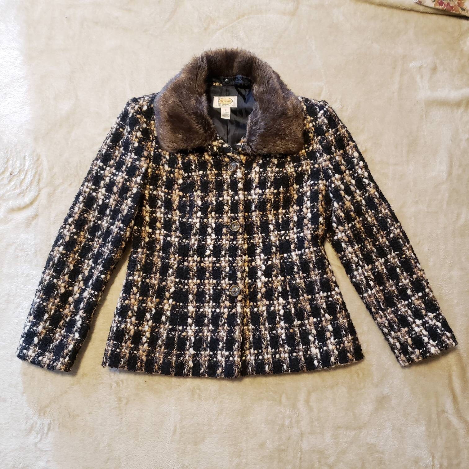 2/XS - Talbots Check Plaid Woven Button-down Blazer Jacket Removable ...