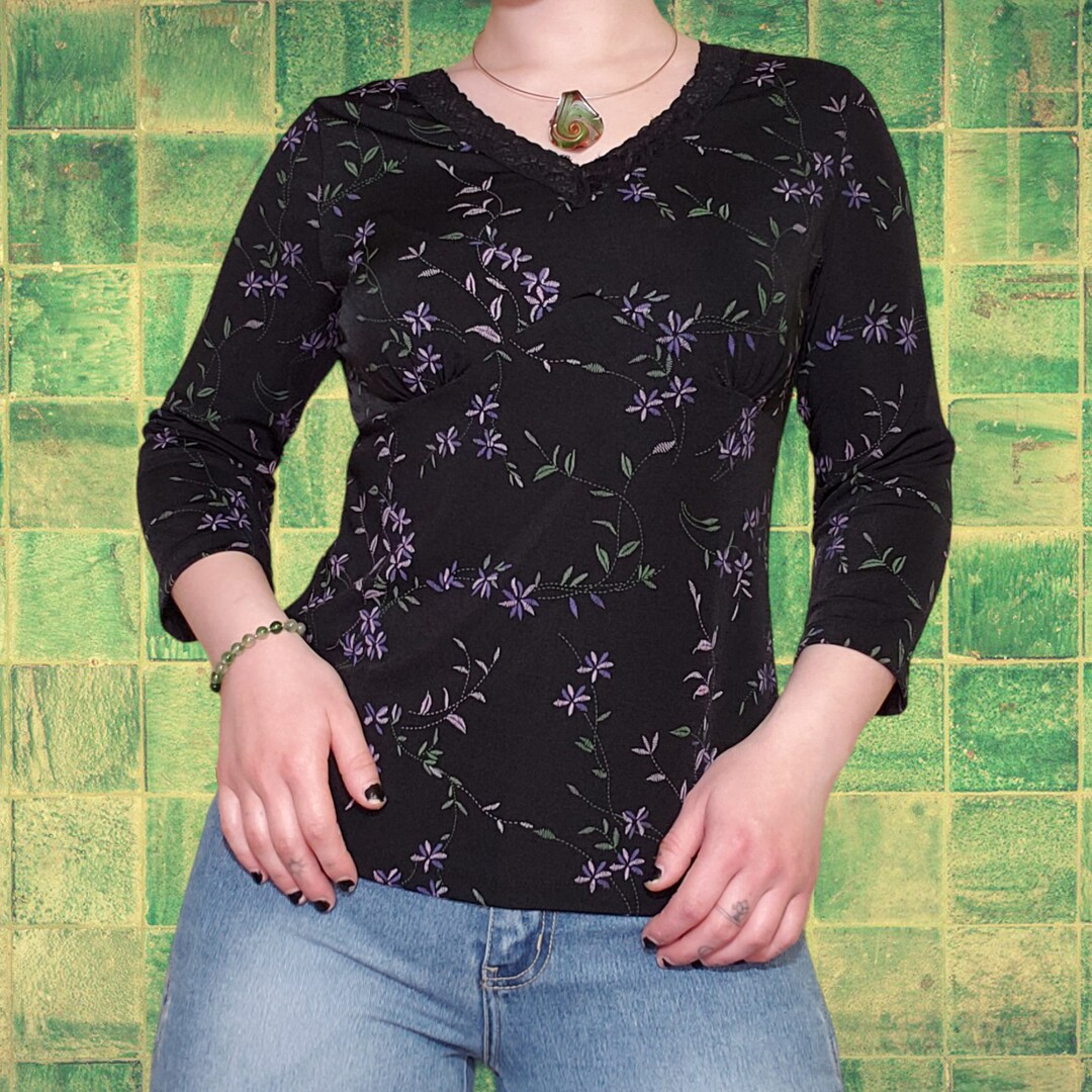 M | Clothing Co. by Notations | Adorable 90s Vintage Black 3/4 Sleeve ...