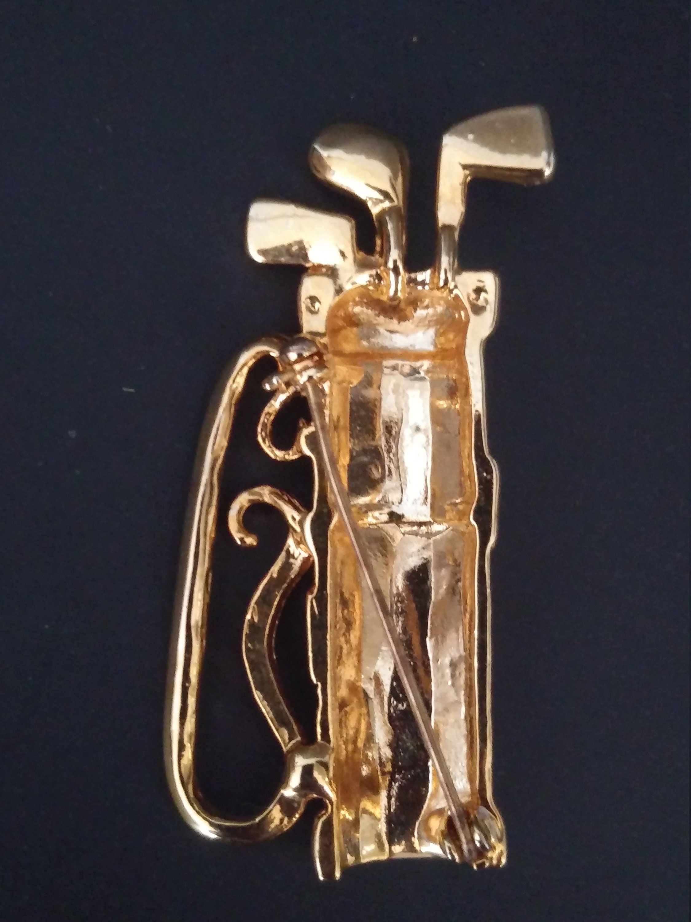 Gold Toned Golf Bag Pin Brooch - Etsy