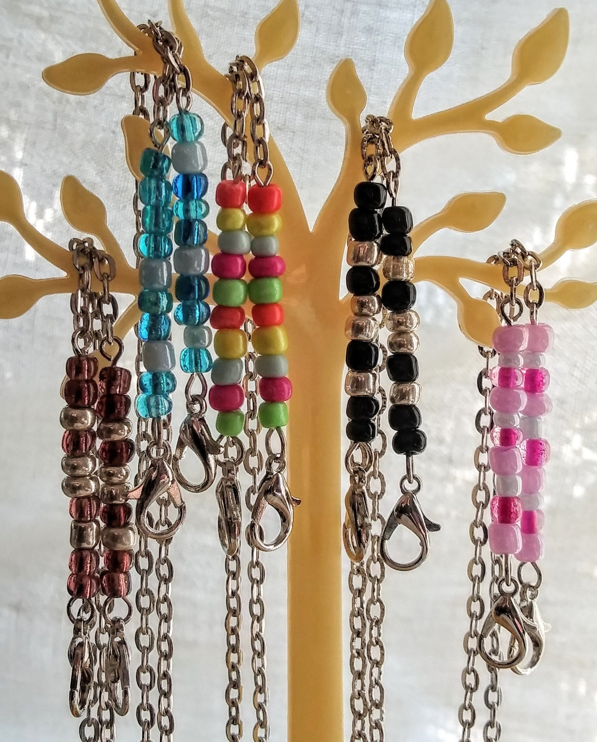 SALE 24 Inch Beaded Face Mask Chains Many Colors Cute Face - Etsy