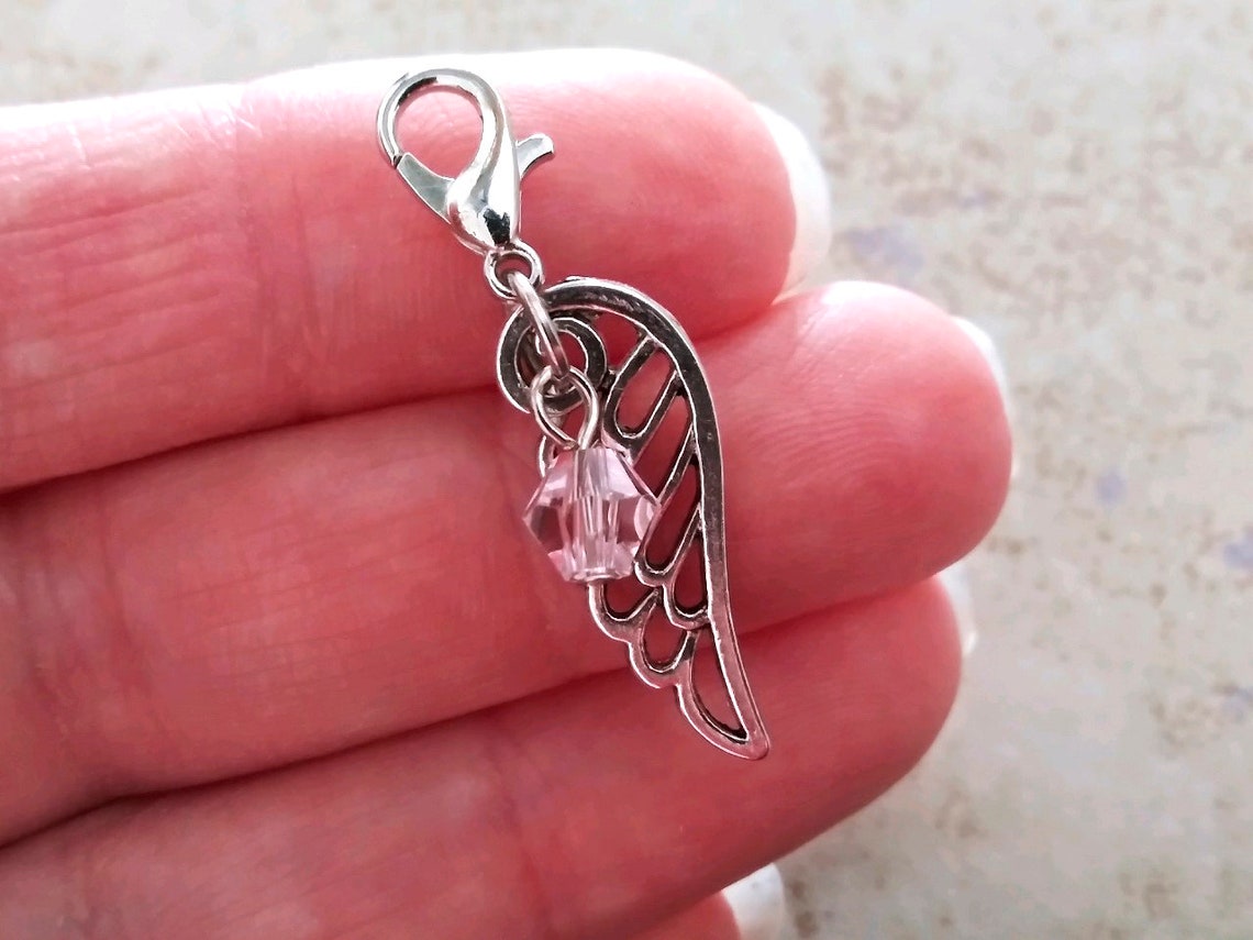 November Birthstone Angel Wing Charm: Tibetan Silver Clip-on Charm - Etsy