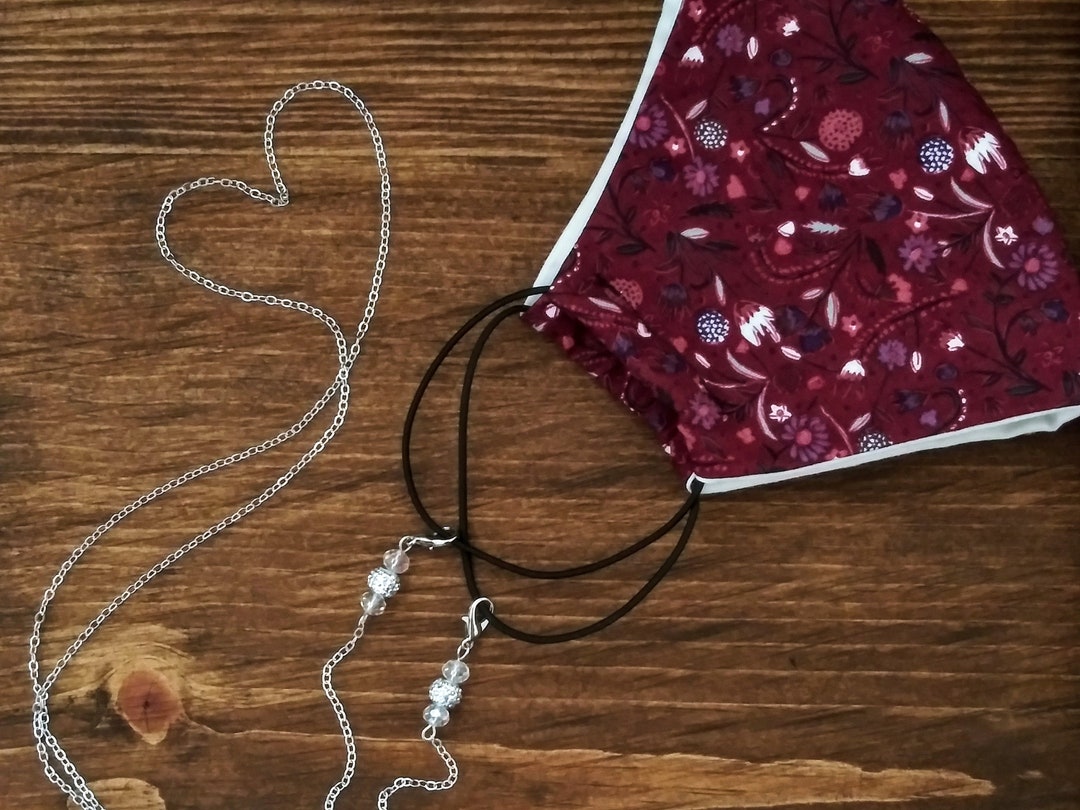 Beaded Face Mask Chain: Silver-tone Crystal Mask Holder Necklace - Etsy