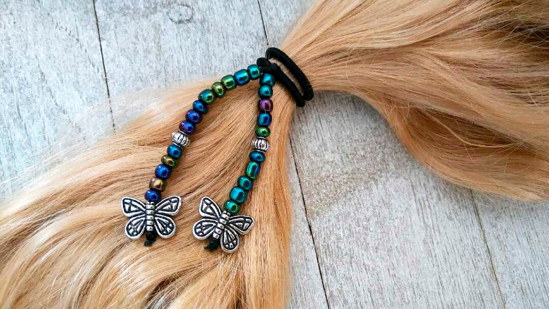 Beaded Hair Ties-beaded Elastics for Hair-pony Tail Jewelry-hair ...