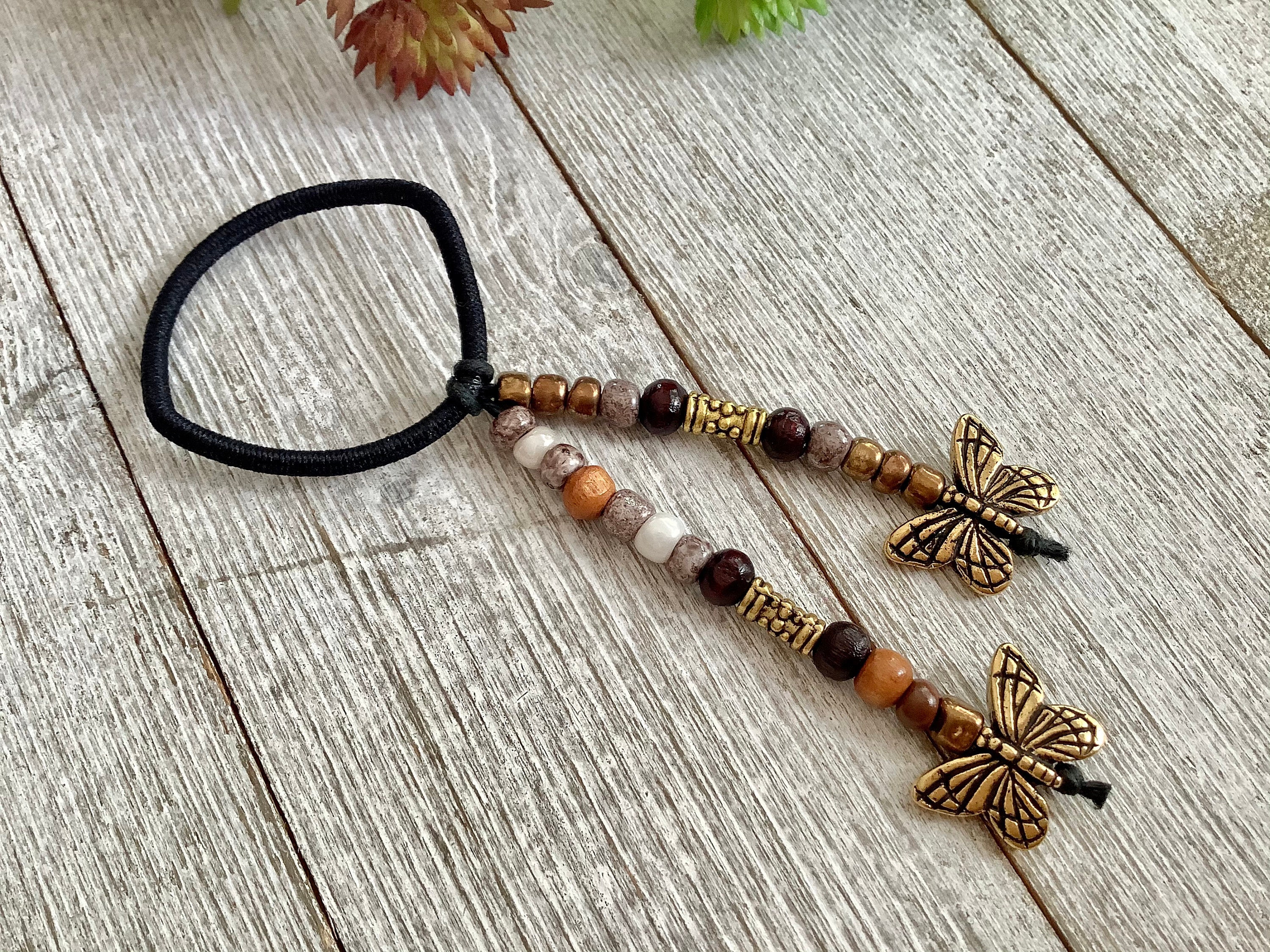 Beaded Hair Ties-beaded Elastics for Hair-pony Tail Jewelry-hair ...