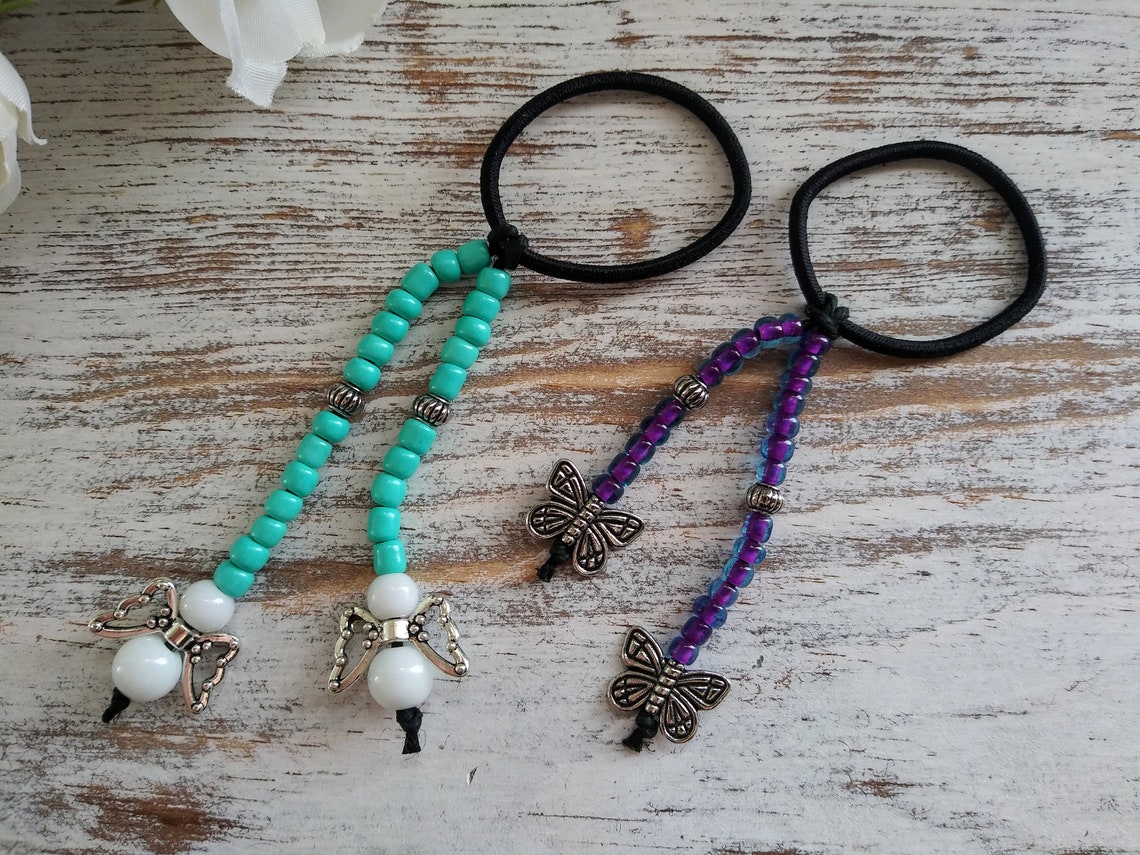 Beaded Hair Ties-beaded Elastics for Hair-pony Tail Jewelry-hair ...