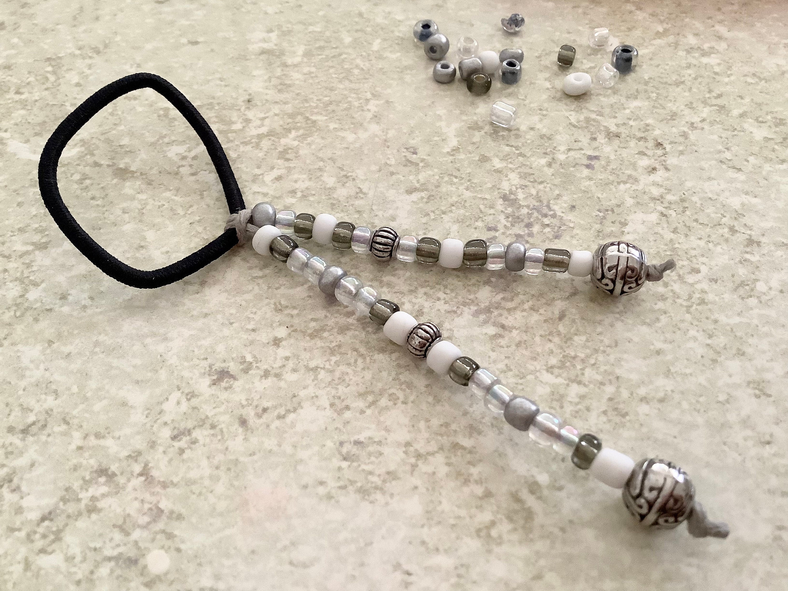 Beaded Hair Ties-beaded Elastics for Hair-pony Tail Jewelry-hair ...