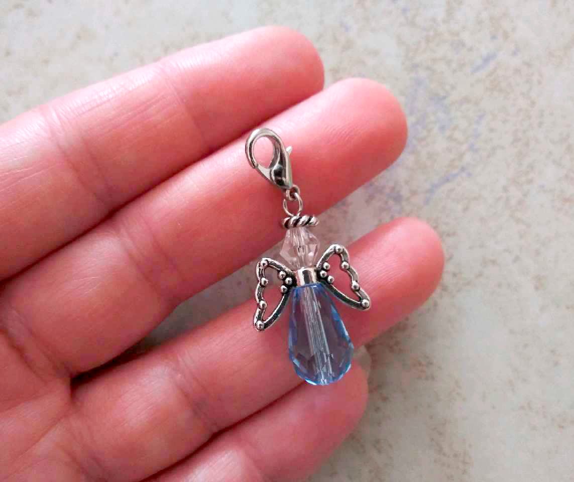 Crystal Angel Charm: Hand-beaded Guardian Angel, Nurse Gift - Etsy