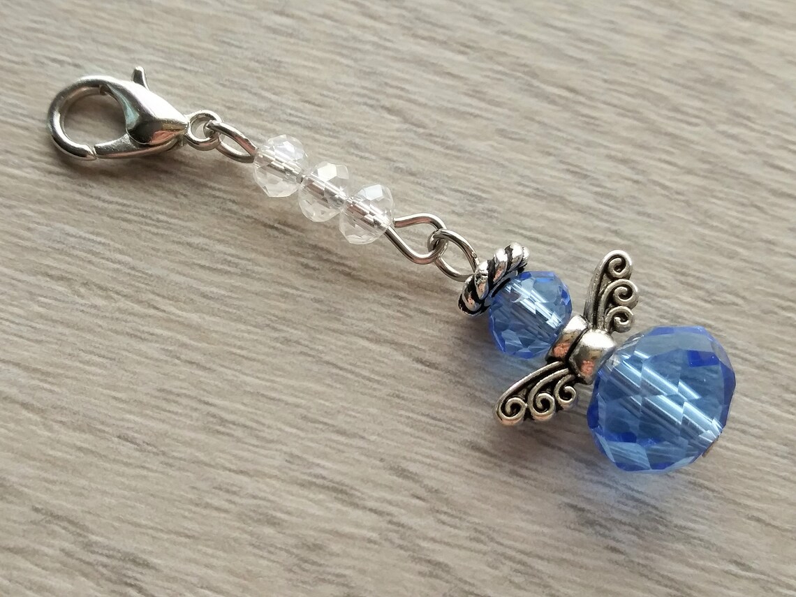 Blue Glass Angel Charm: Guardian Angel, Bible Case, Purse - Etsy