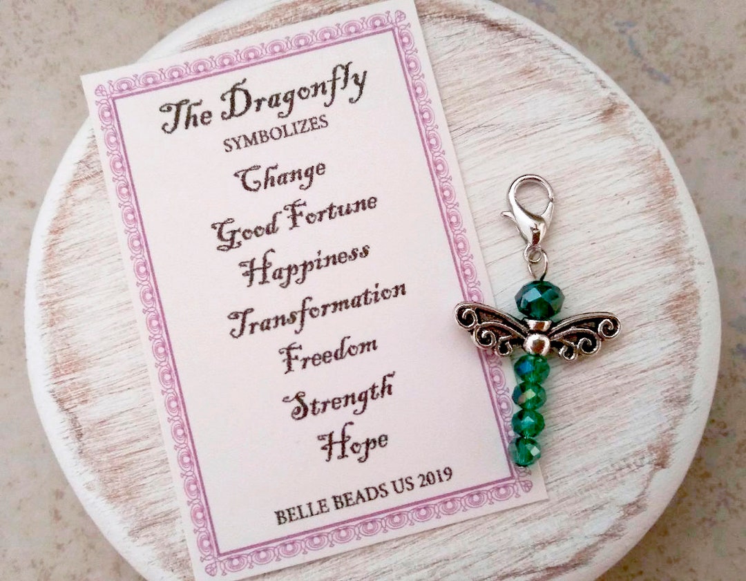Dragonfly Totem Charm: Antique Silver Filigree Wings, Teal Crystal ...