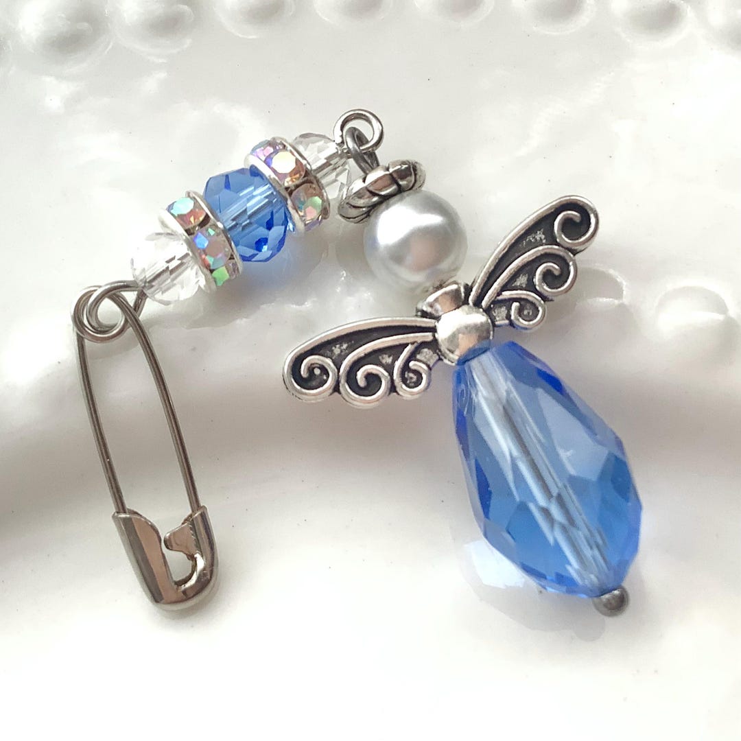 Something Blue Angel Pin: Bridal Bouquet Charm With Card - Etsy