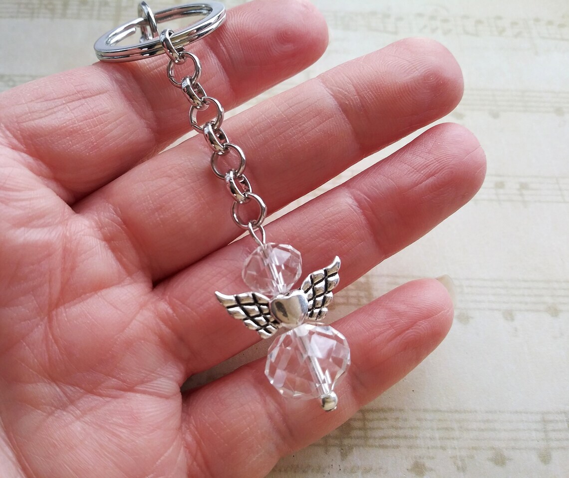 Guardian Angel Keychain Purse Charm With Clasp Claw Clear - Etsy