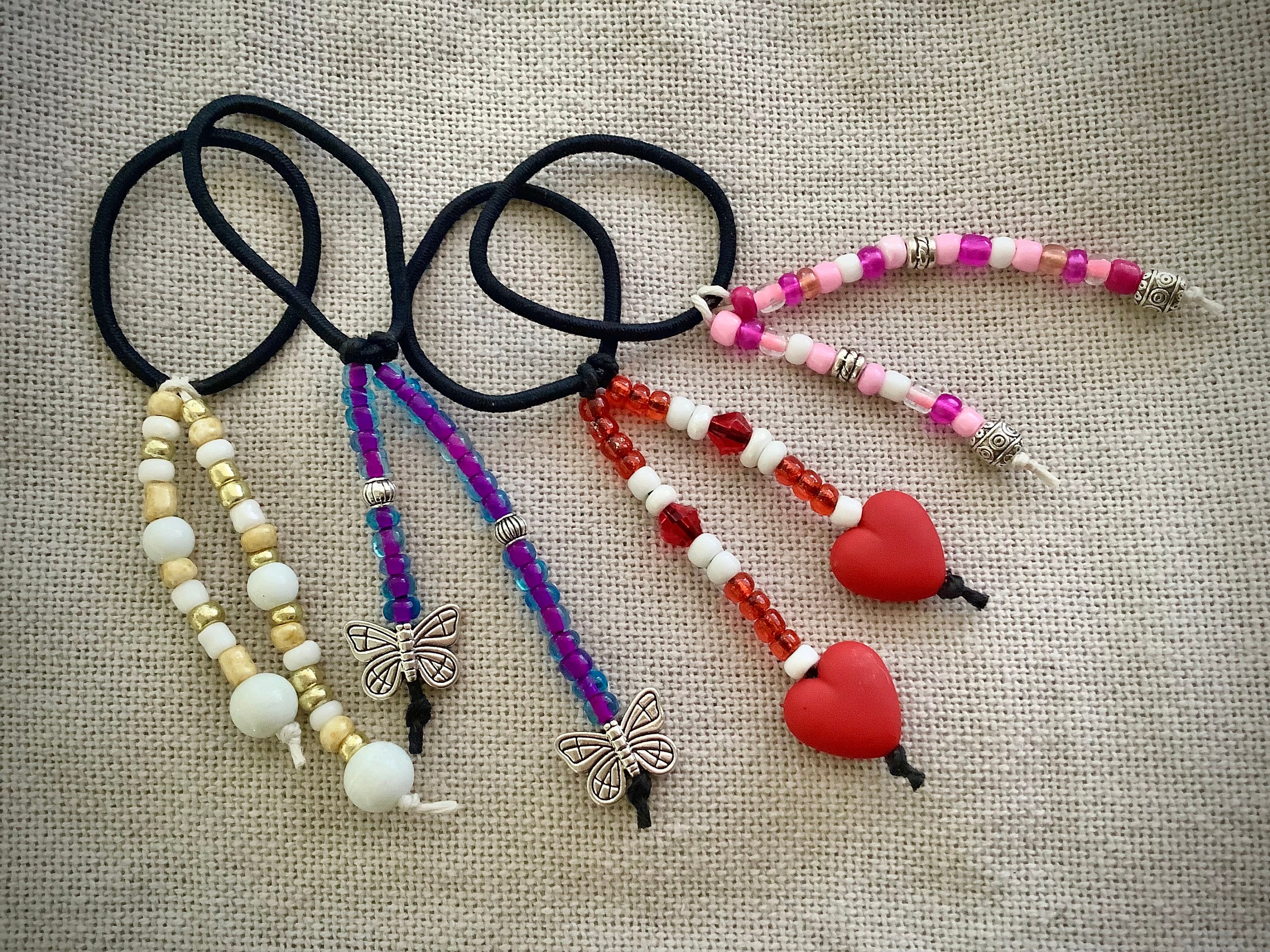 Beaded Hair Ties-beaded Elastics for Hair-pony Tail Jewelry-hair ...