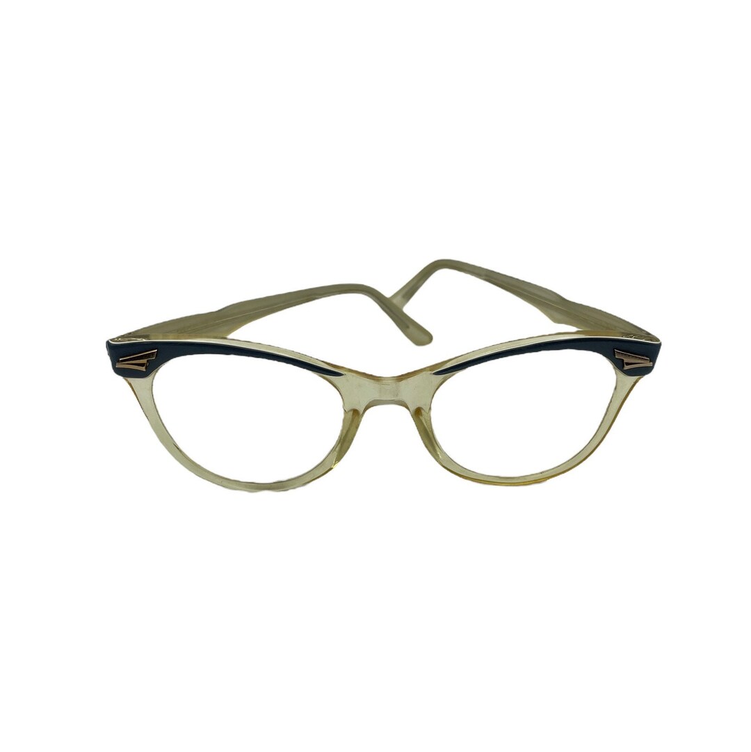 Vintage 1950s Eyeglasses, Vintage Glasses Light Blue and Clear Plastic ...