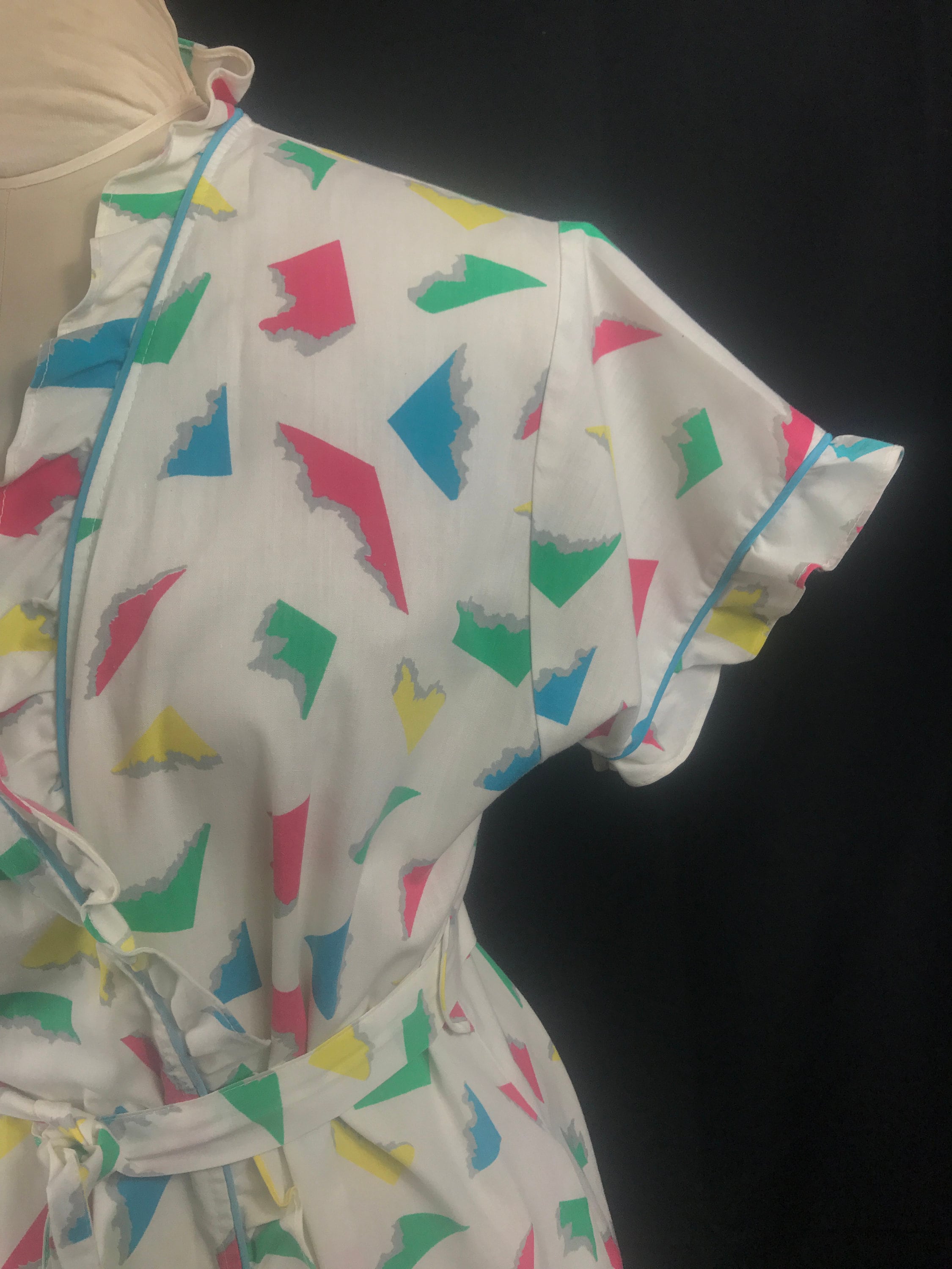 Vintage Long Robe Floor Length Sash Belt Ruffles Cotton | Etsy