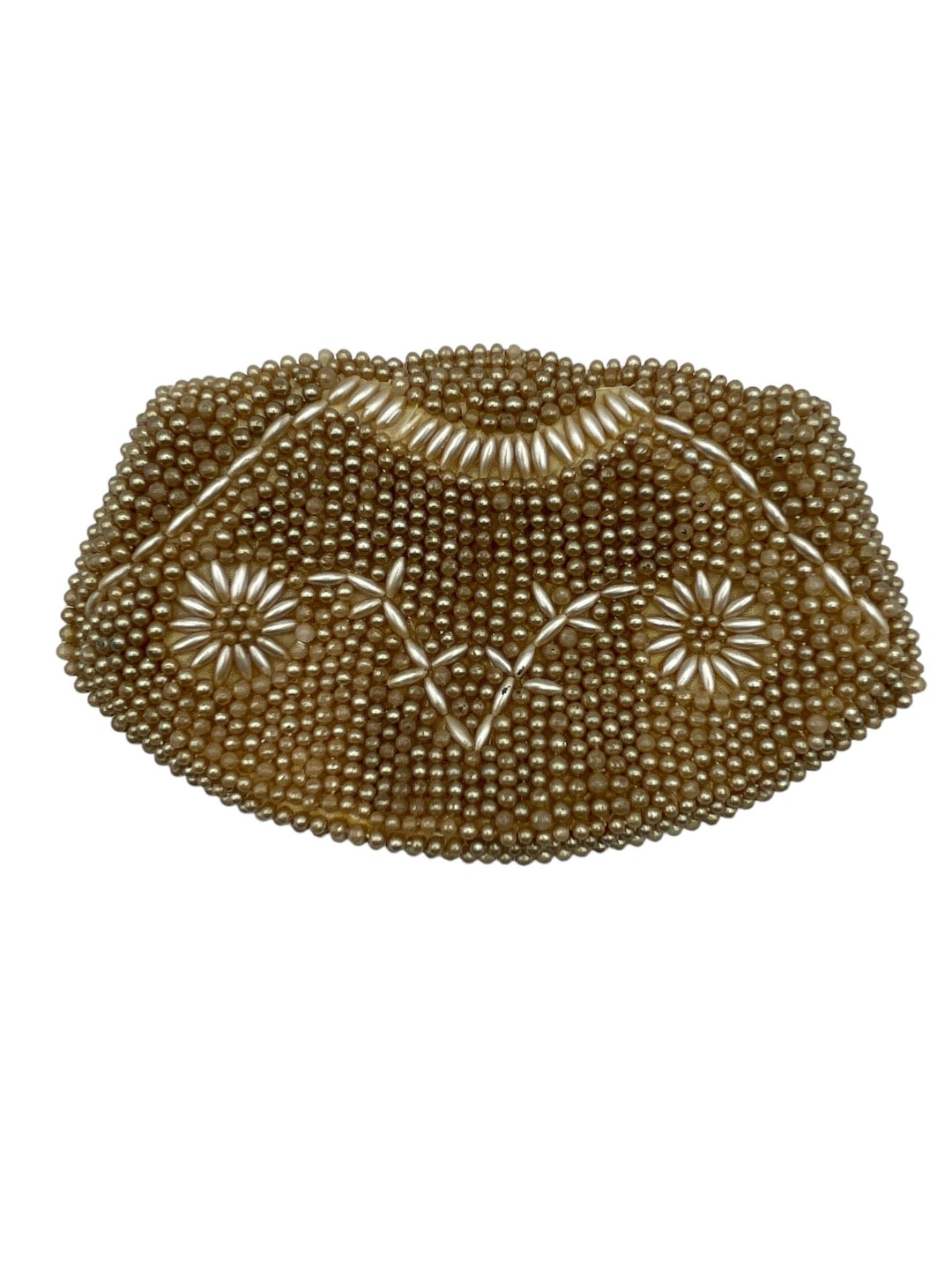 Vintage Beaded Coin Purse: Gold Pearl Evening Bag With Belt Loop - Etsy