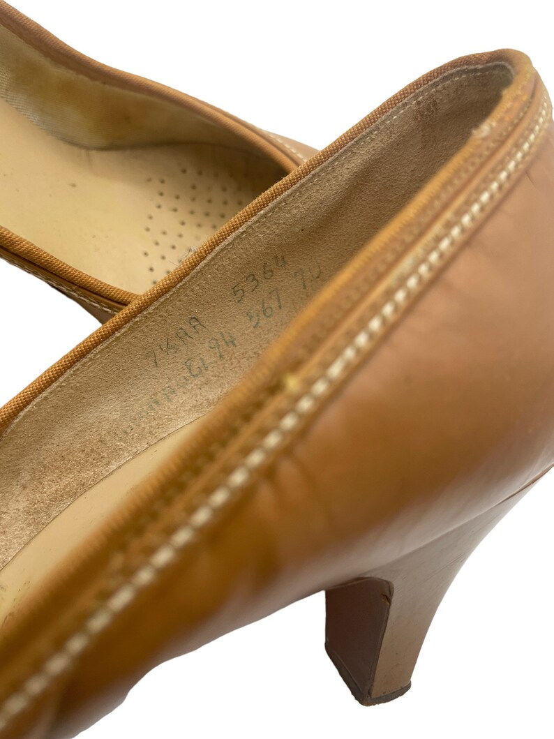 Vintage 1950s 1960s Heels Custom Grade Tan Leather With - Etsy