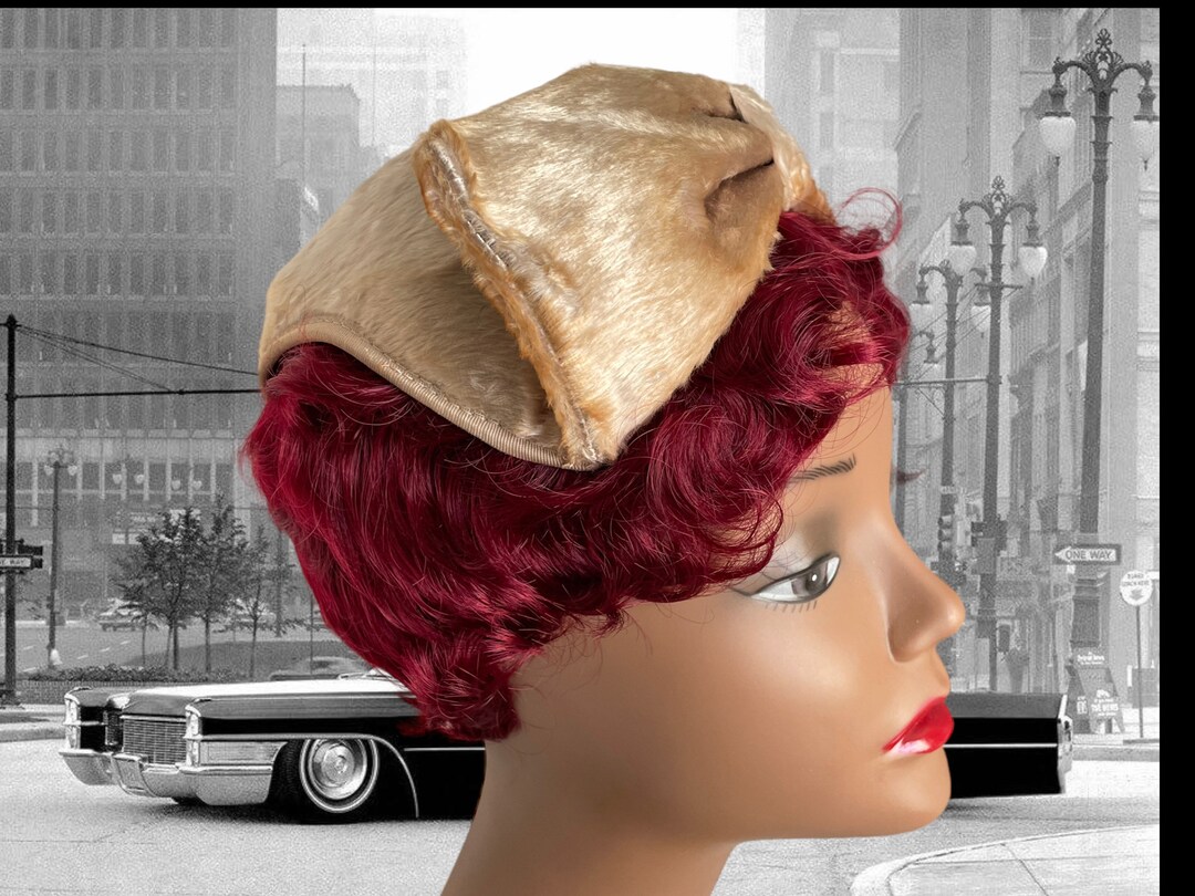 Vintage 1940s 1950s Hat, Faux Fur Juliet Cap With a Large Bow ...