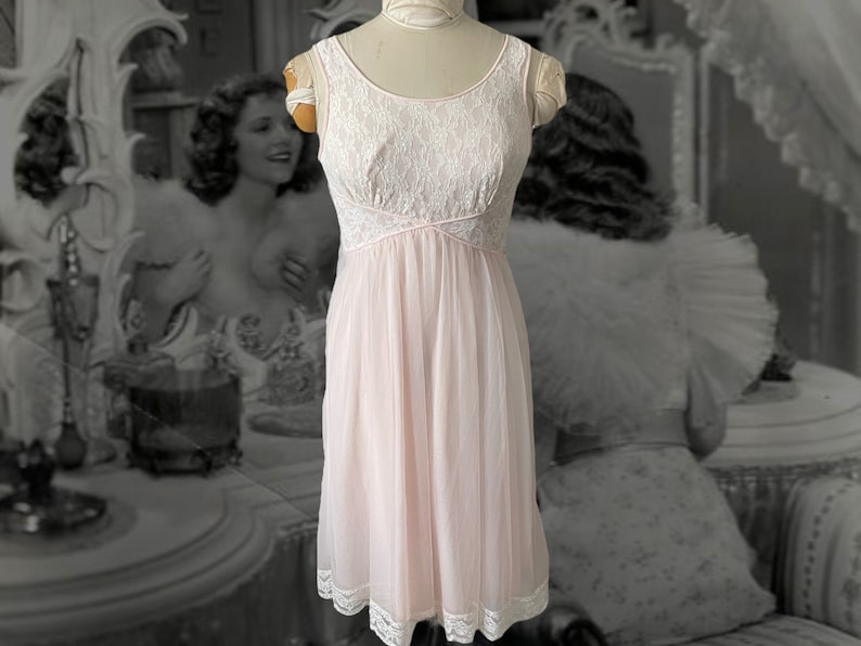 Vintage Miss Siren Negligee Pink Peignoir Chiffon Sheer - Etsy