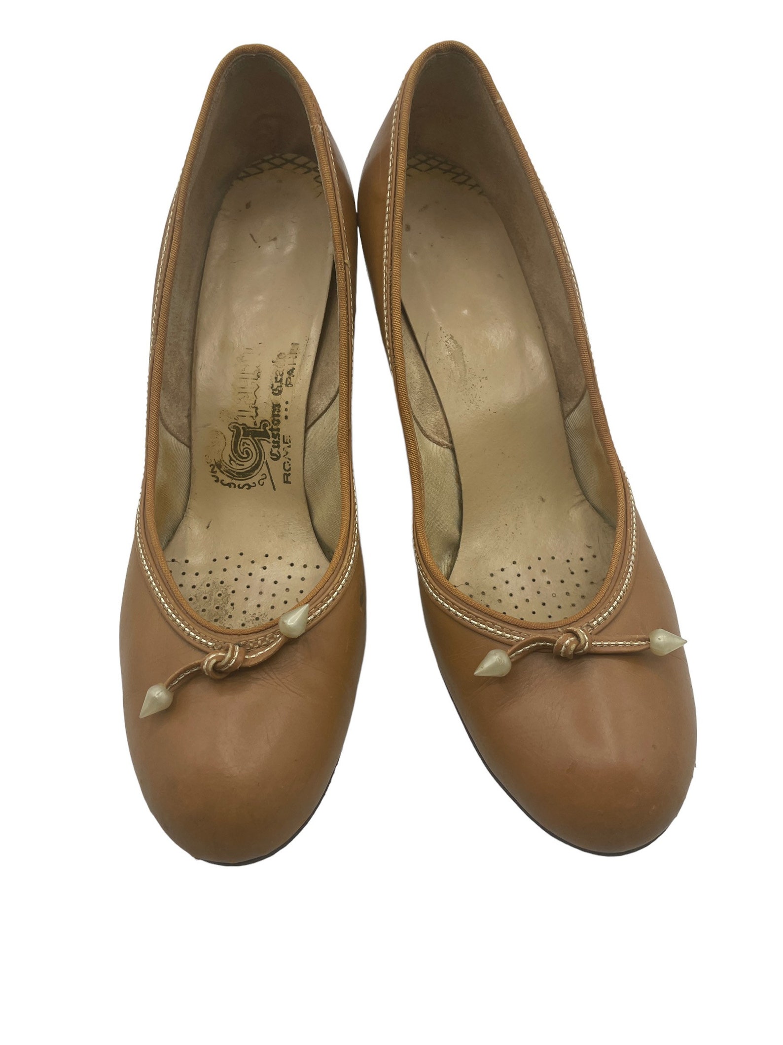Vintage 1950s 1960s Heels Custom Grade Tan Leather With - Etsy