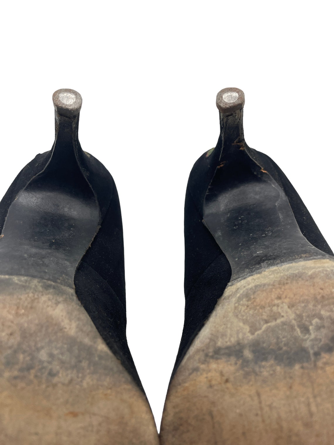 Vintage 1960s High Heels Black Suede With Needlepoint - Etsy