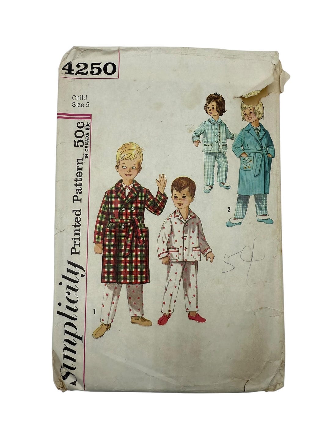 Vintage 1960s Child Robe Sewing Pattern, 1962, Simplicity 4250, Size 5 ...