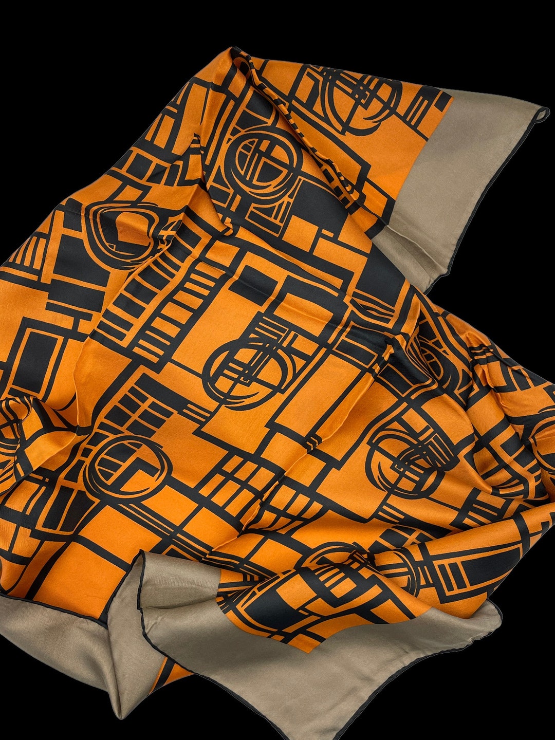 Vintage Celebritees Neck Scarf, Hand Rolled Rayon Silk Scarf, Rust and ...