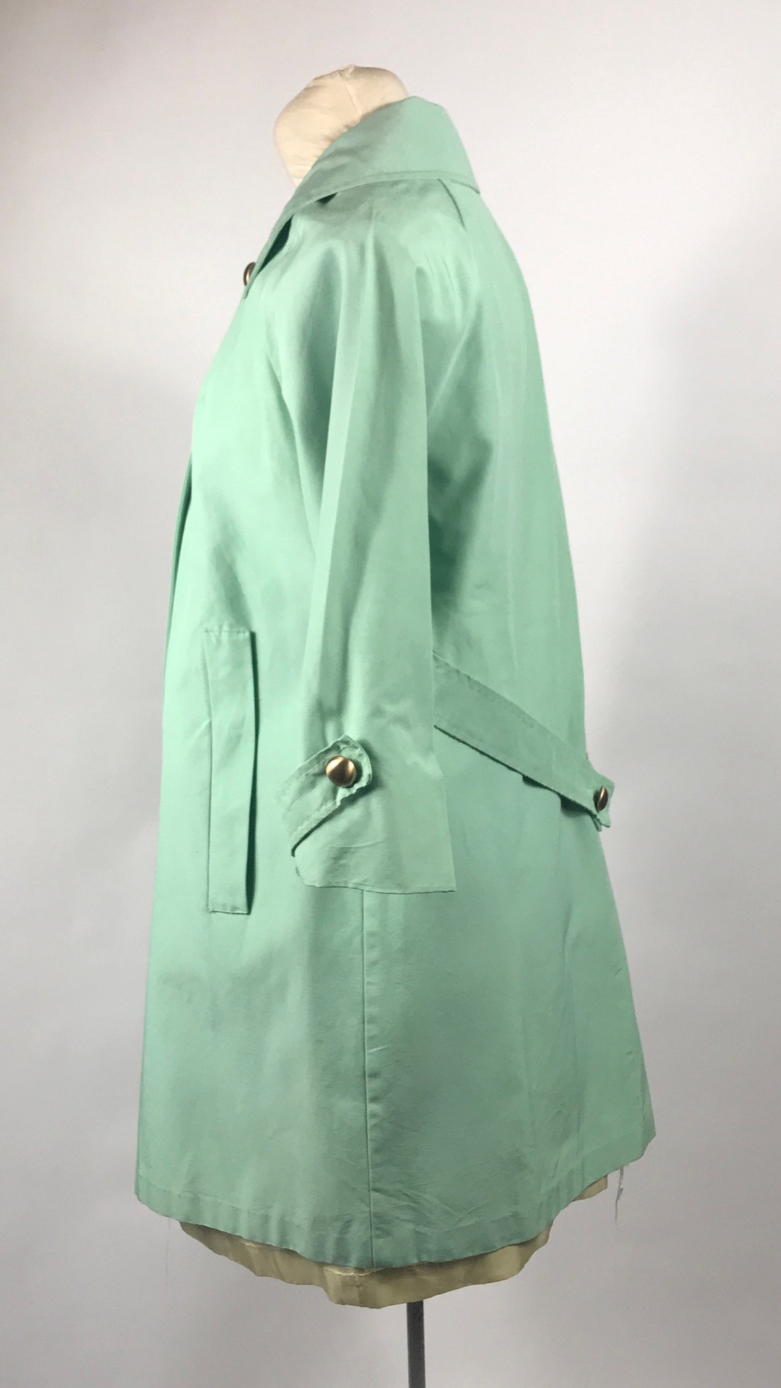 Vintage 1970s Mint Green Raincoat, Double Breasted, Waterproof ...