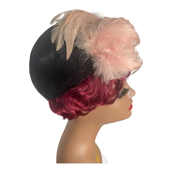 Vintage 1940s 1950s Juliet Cap with Feathers, Black H… - Gem
