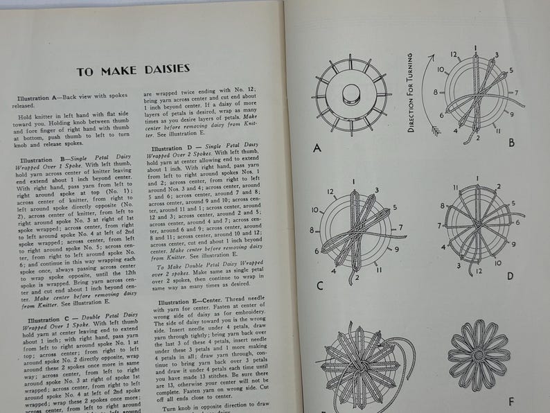 Vintage 1930s Knitting Pattern Booklet, Bucilla Daisy Knitter Creations ...