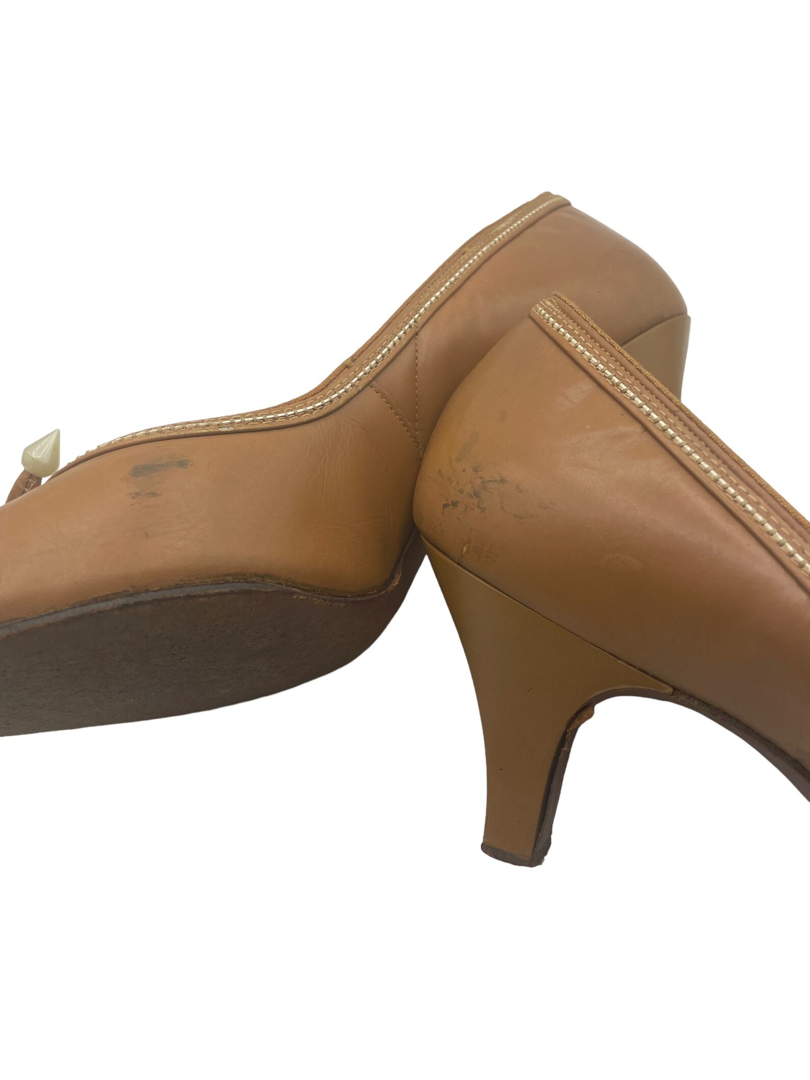 Vintage 1950s 1960s Heels Custom Grade Tan Leather With - Etsy