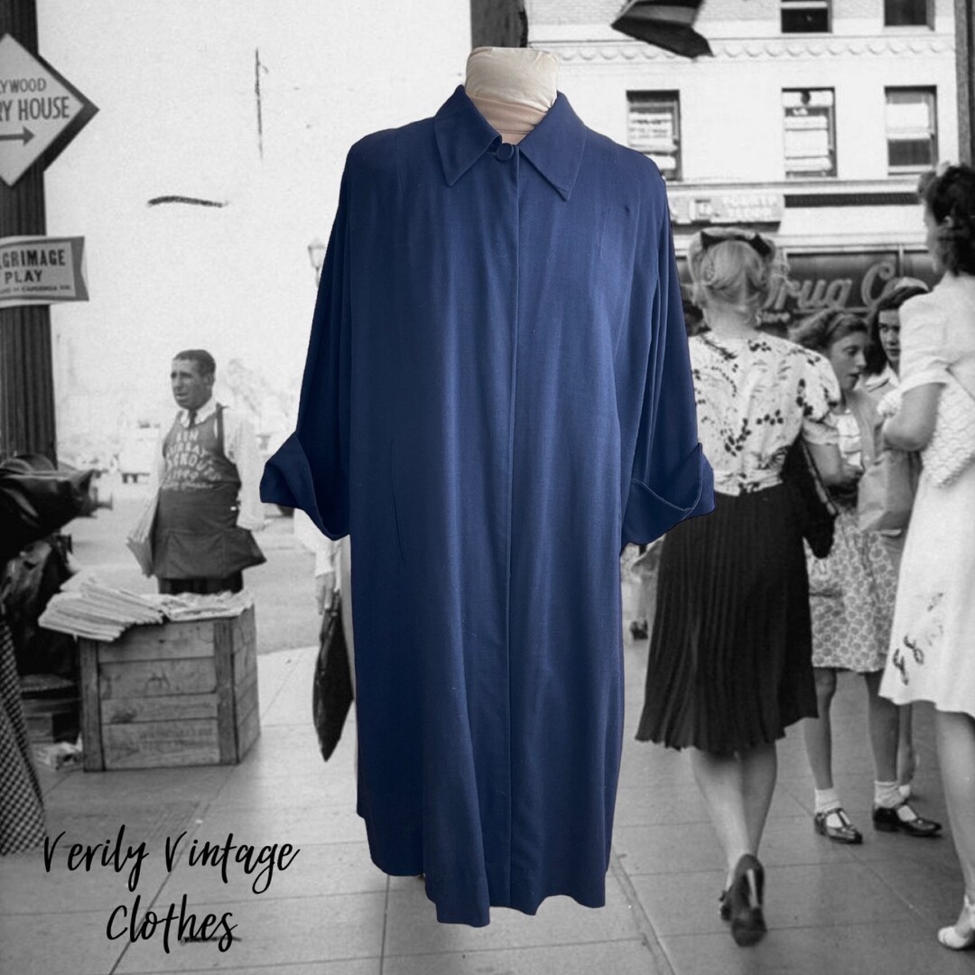 Vintage 1950s Navy Blue Swing Coat - Wynmere Spring Coat - Etsy