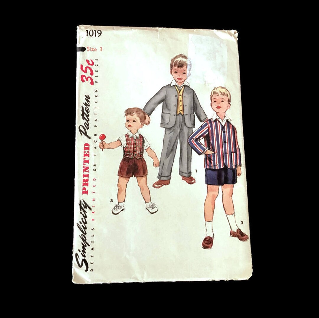 1940s Simplicity Boys' Suit Sewing Pattern: Jacket, Vest & Pants - Size ...