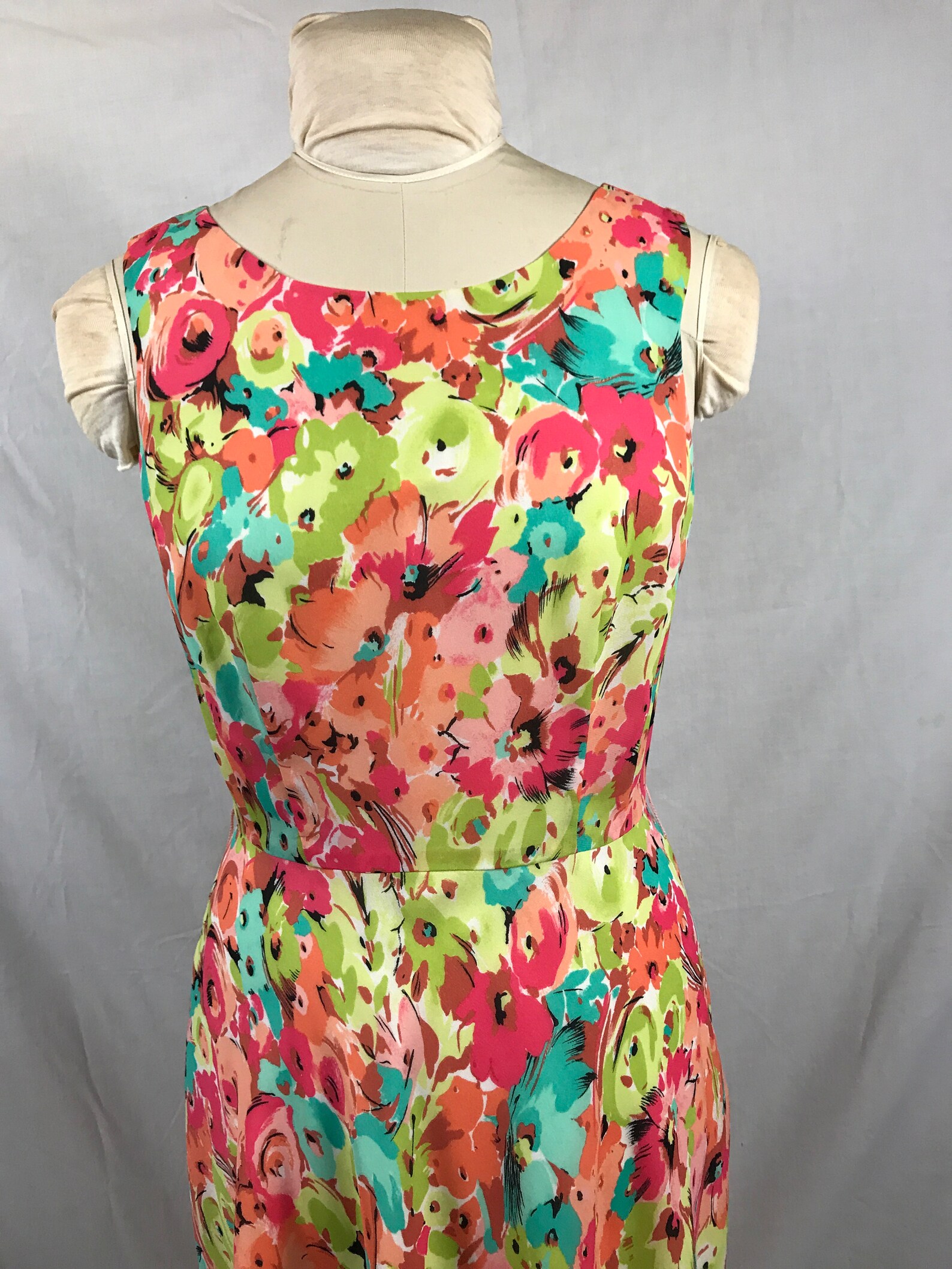 Vintage Pendleton Dress Bright Florals Fitted Bodice Full - Etsy