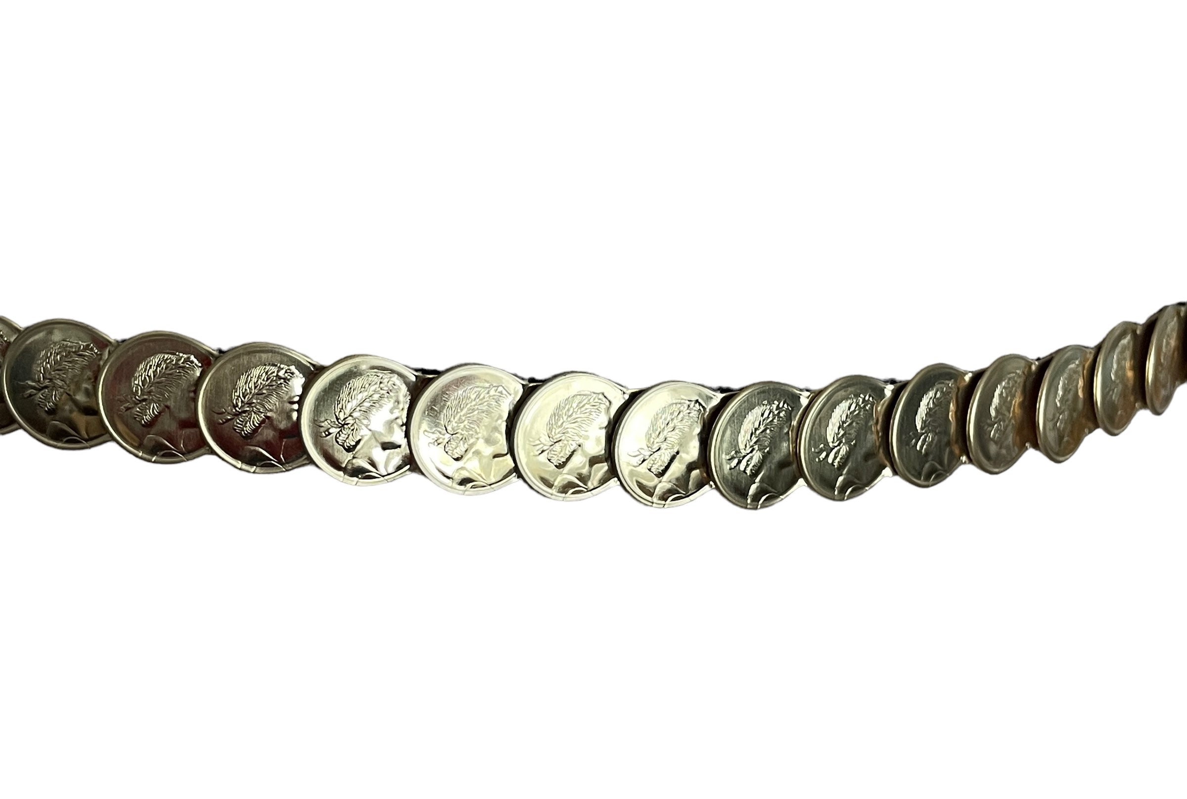 Vintage Gold Tone Coin Belt: 1970s Medallion Chain, Faux Alligator ...