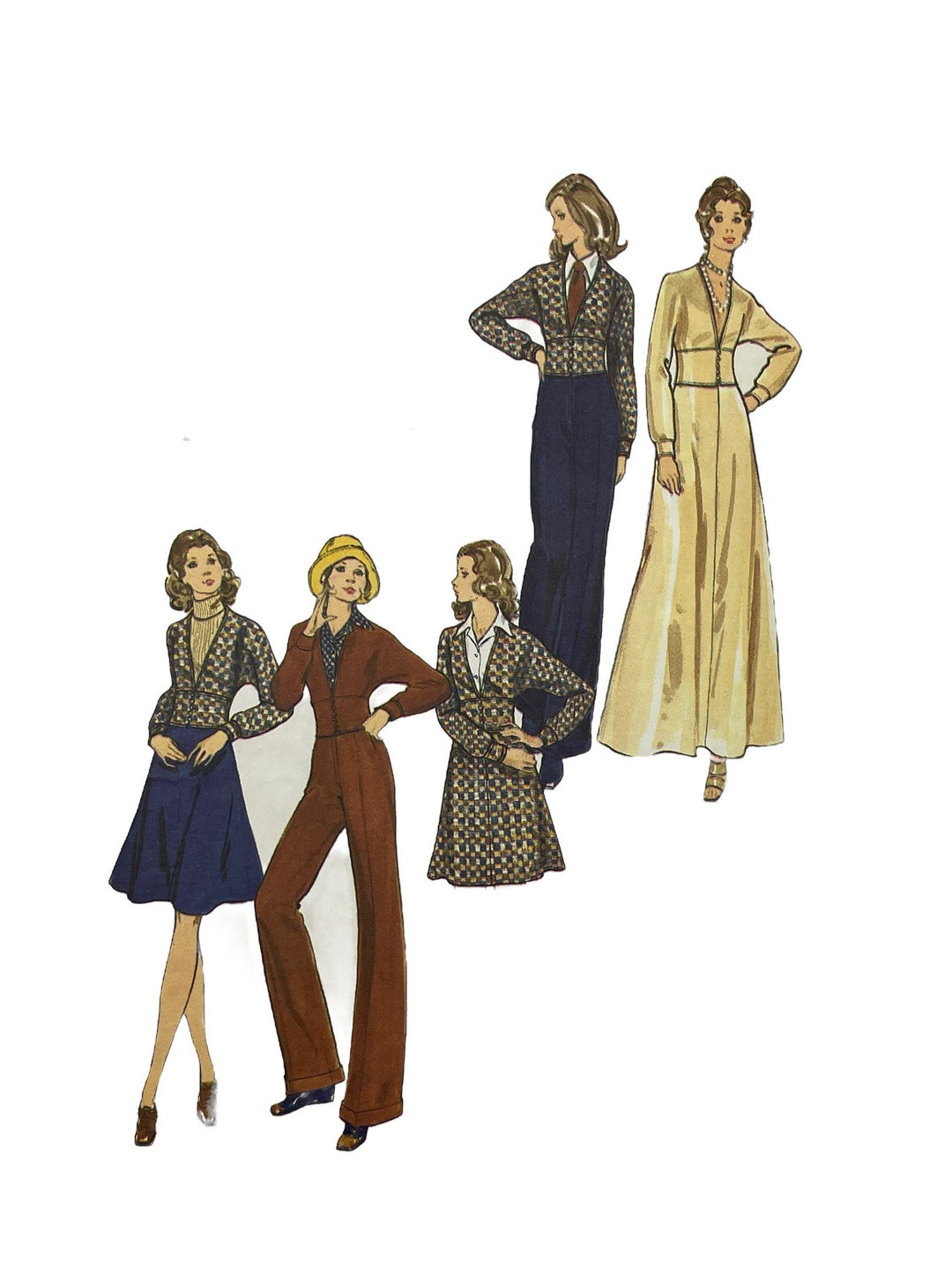 1970s Butterick Sewing Pattern 6850: Dolman Sleeve Sweater & Wide Leg ...