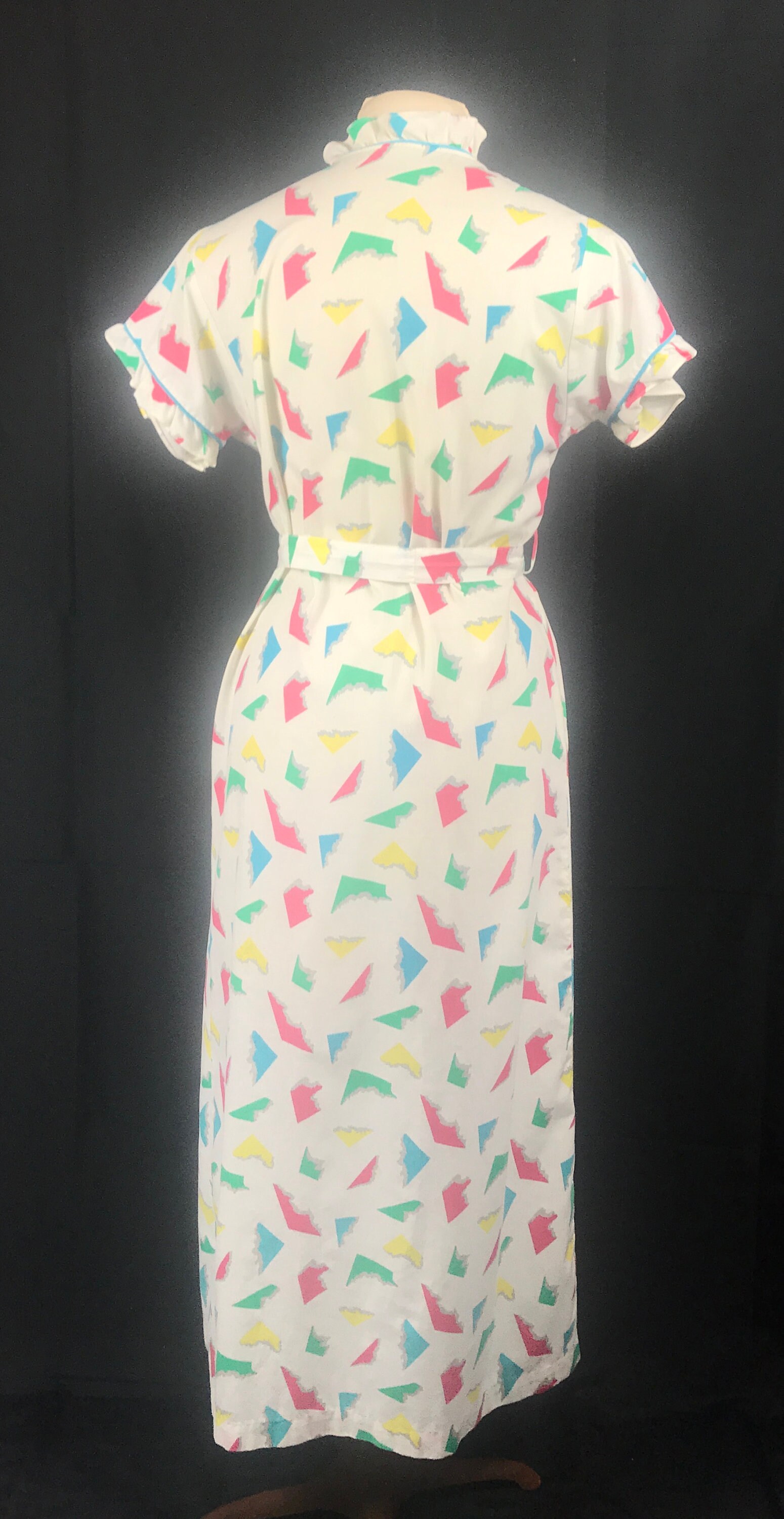 Vintage Long Robe Floor Length Sash Belt Ruffles Cotton | Etsy