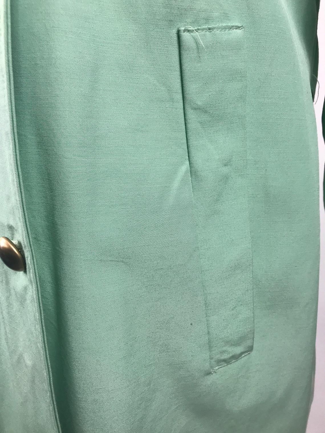 Vintage 1970s Mint Green Raincoat, Double Breasted, Waterproof ...