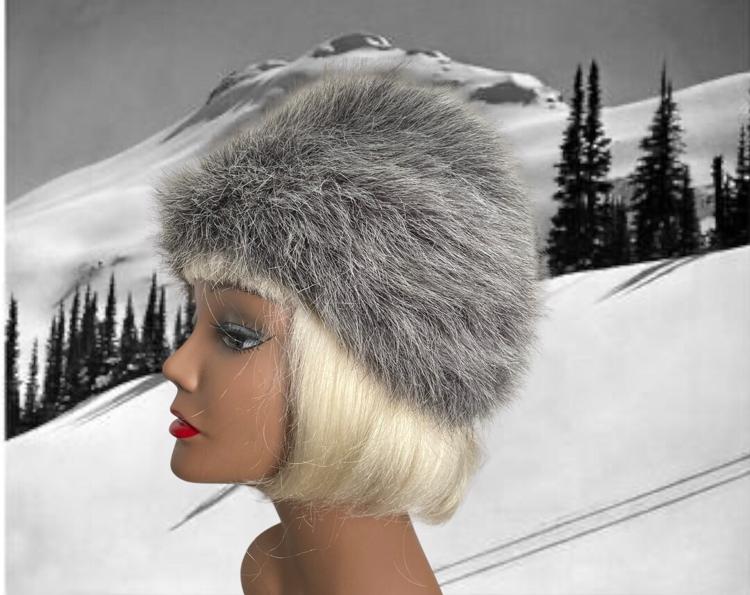 Vintage 1960s Winter Hat, Grey Faux Fur, Hats for Women, 60s Mod Hats ...