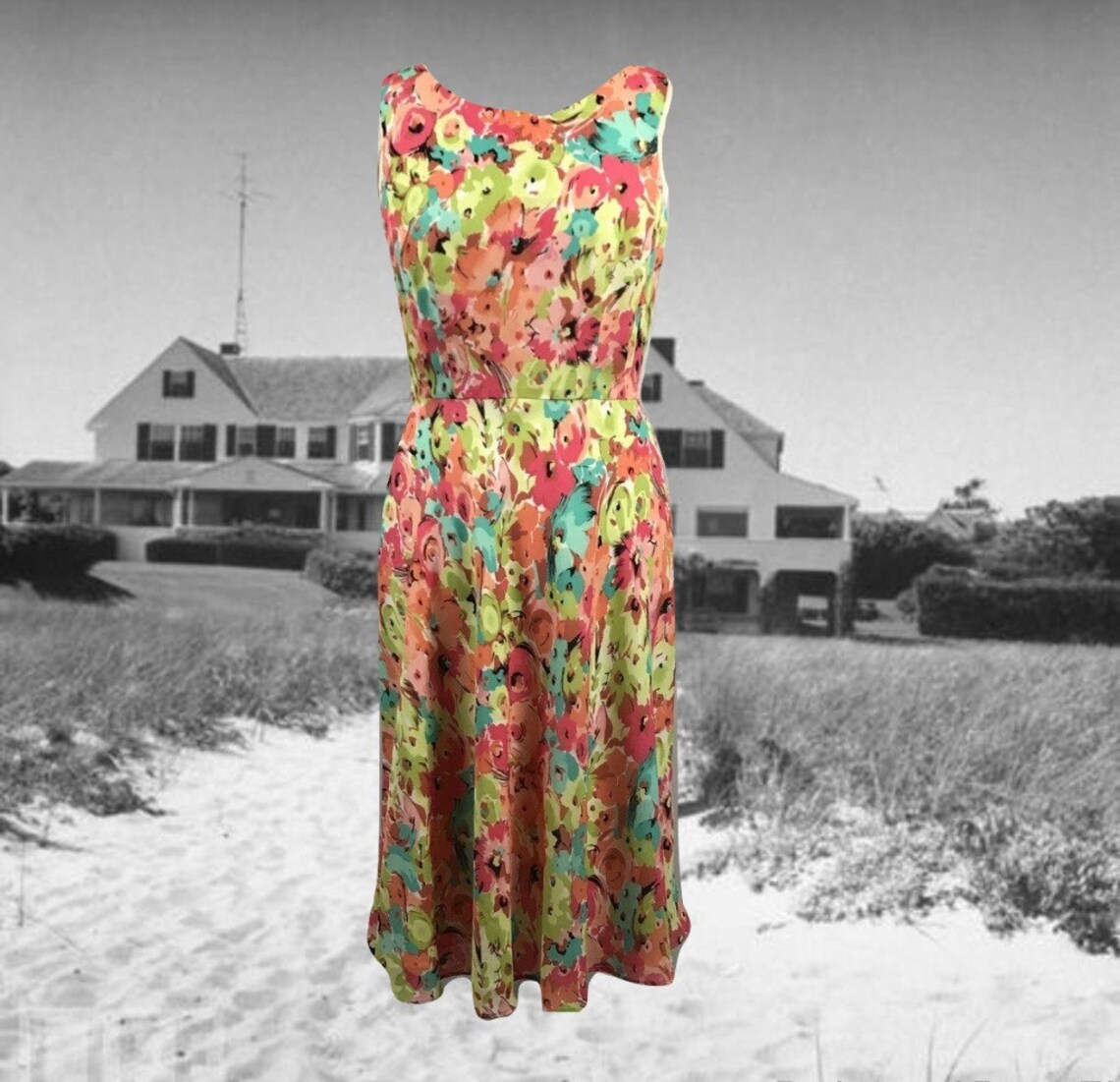 Vintage Pendleton Dress Bright Florals Fitted Bodice Full - Etsy