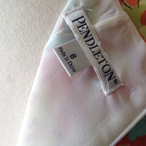 Vintage Pendleton Dress Bright Florals Fitted Bodice Full Skirt Summer ...