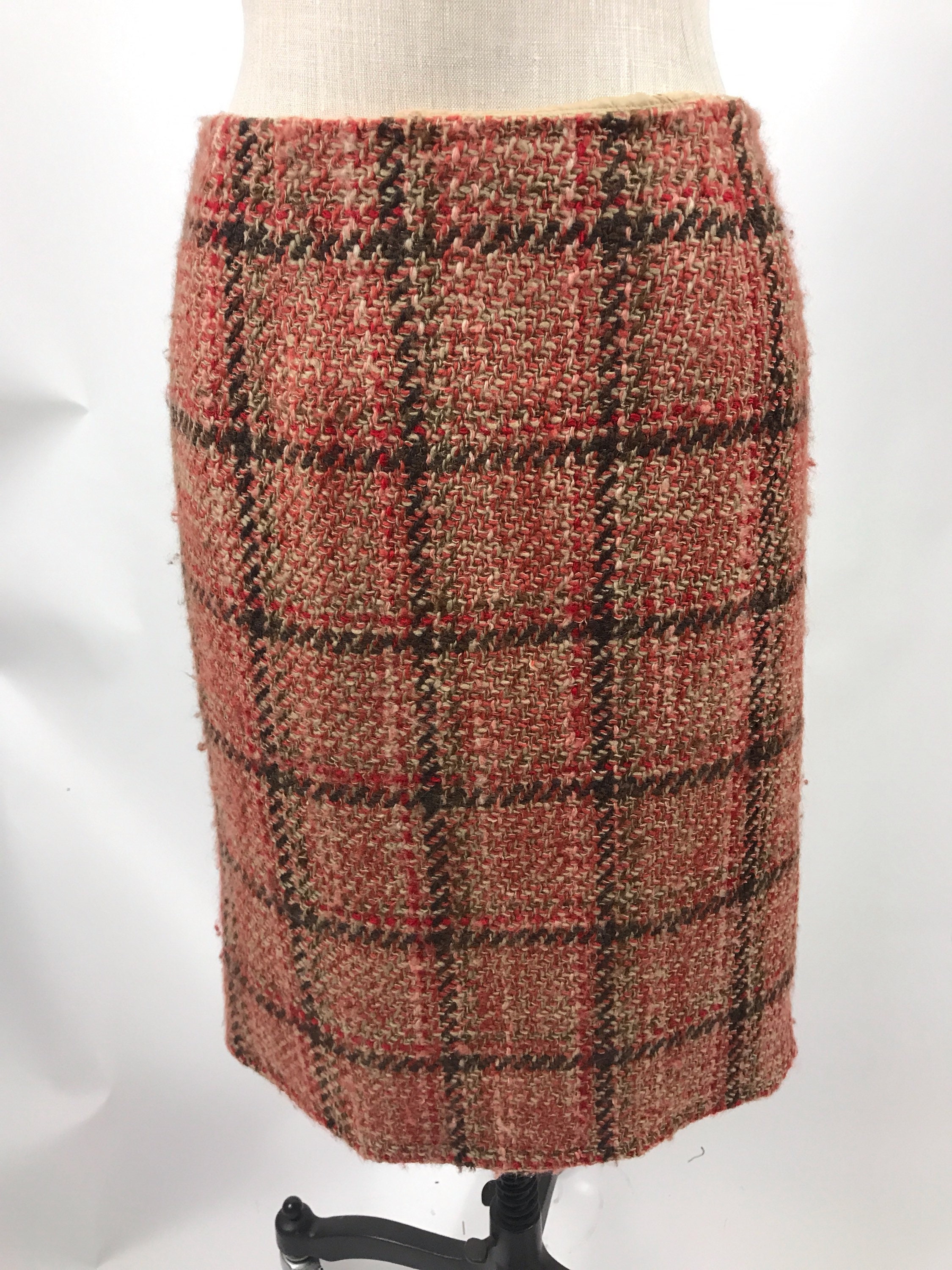 Vintage 60s Wool Plaid Skirt Pencil Skirt Straight Skirt Etsy