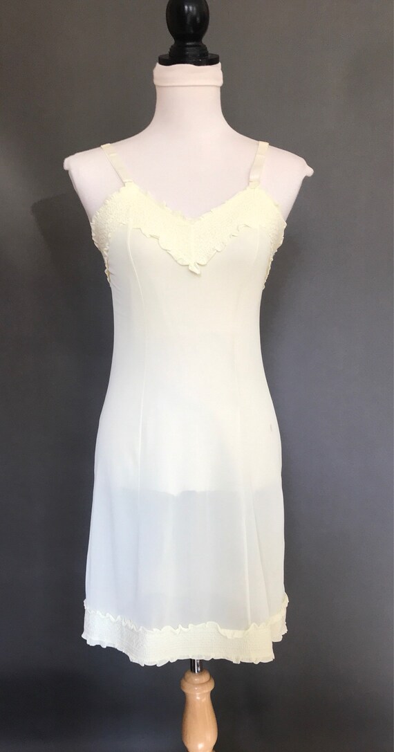 Vintage Lingerie, Full Slip Ladies, Yellow Nylon Slip… - Gem