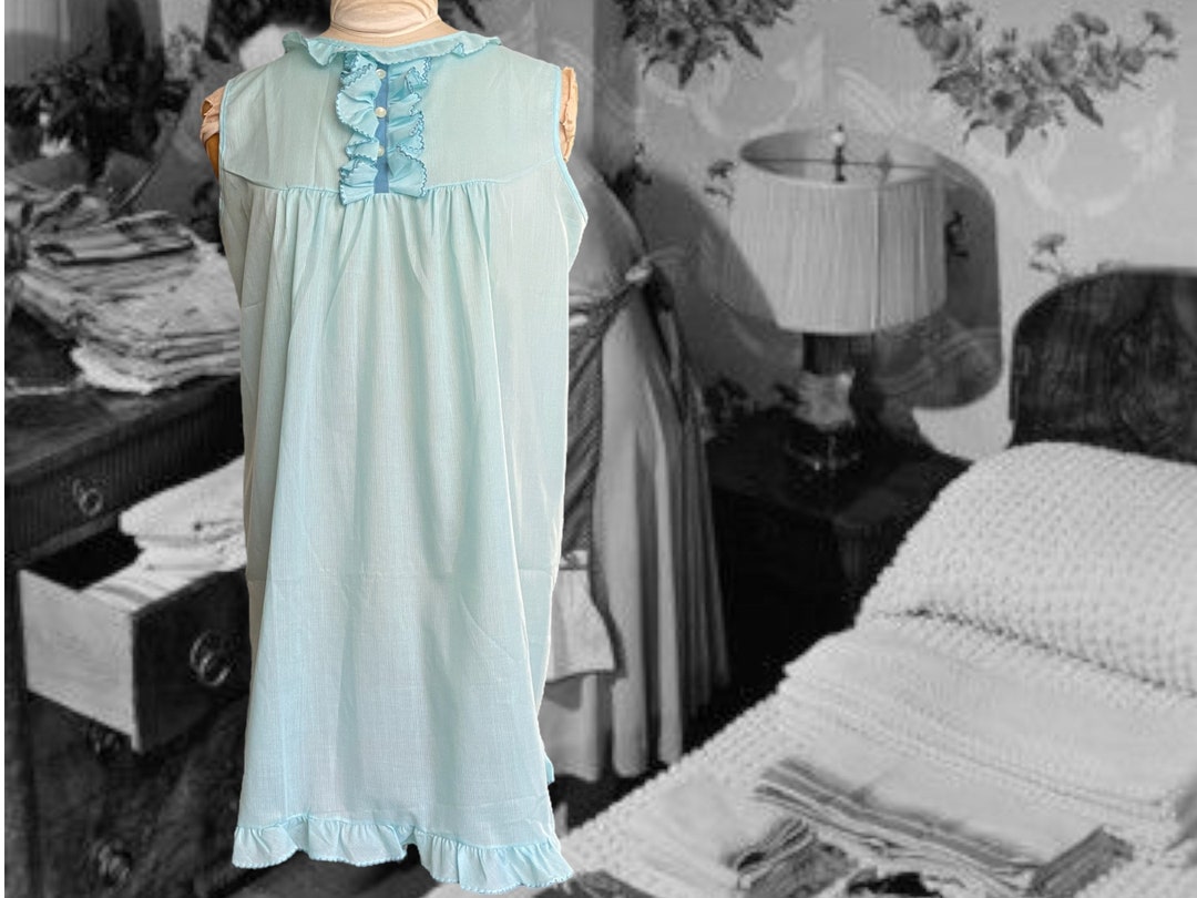 Vintage Glencraft Lingerie, Aqua Bluebaby Doll Sleepwear, Ruffled ...