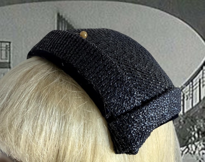 Vintage 1950s Hat, Navy Blue Capulet, Spring Summer Hat, Headband, 50s ...