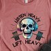 Listen Heavy Lift Heavy Skull Workout T-shirt Workout Bodybuilding ...